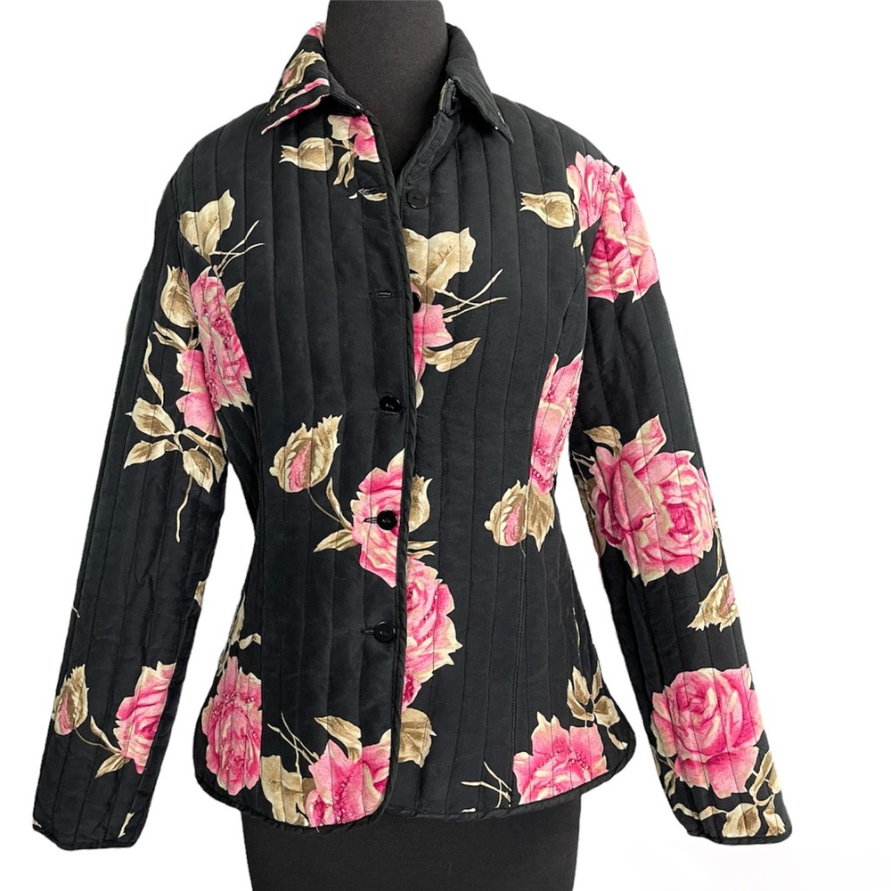 Carole Little Black Silk Floral Jacket - Gem